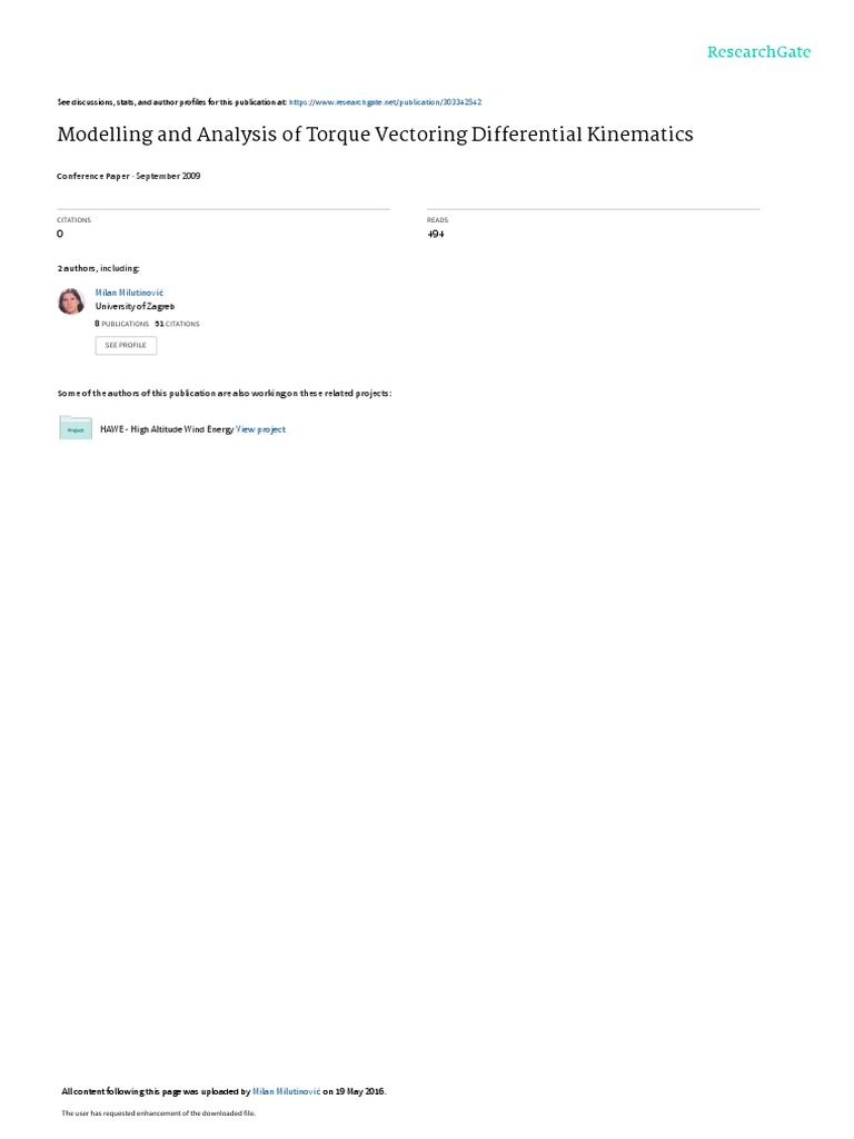 Modelling and Analysis of Torque Vectoring Differential Kinematics ...