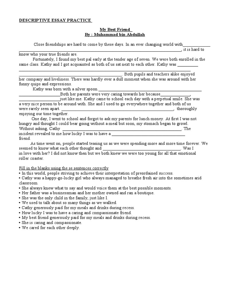 My Best Friend: A Descriptive Essay | PDF