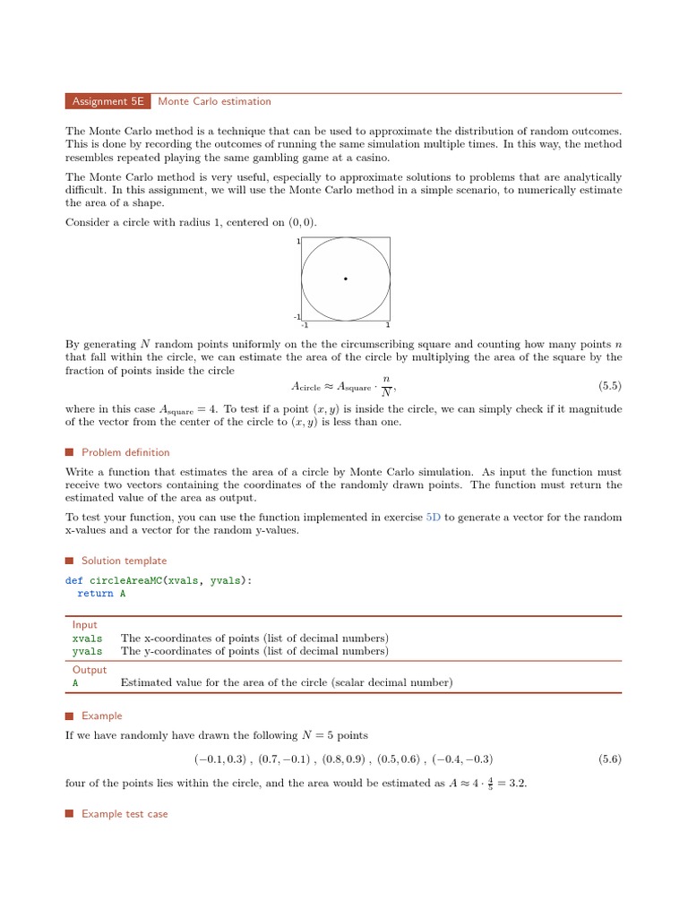 5B - Monte Carlo Estimation | PDF | Monte Carlo Method | Area