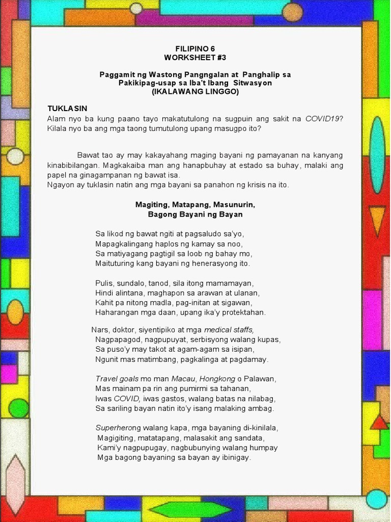 Worksheet Melc 3 | PDF