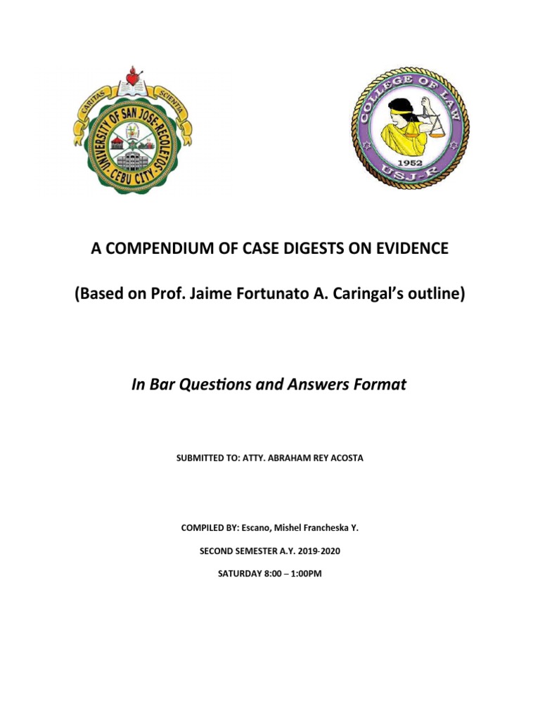 A Compendium of Case Digests On Evidence (Based On Prof. Jaime ...