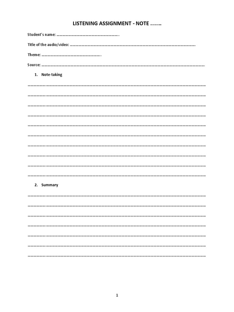 Listening Assignment Template | PDF