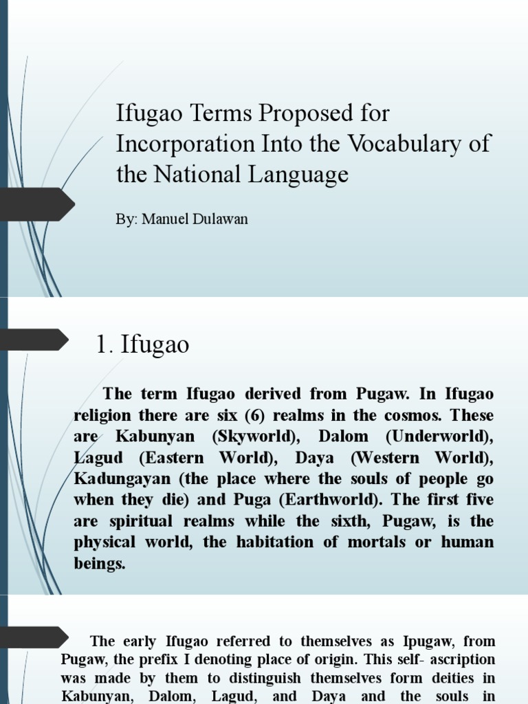 Ifugao Terms Proposed For Incorporation Into The Vocabulary | PDF ...