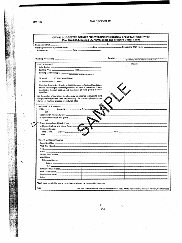 QW 482 Suggested Format For Welding Procedure | PDF | Welding ...