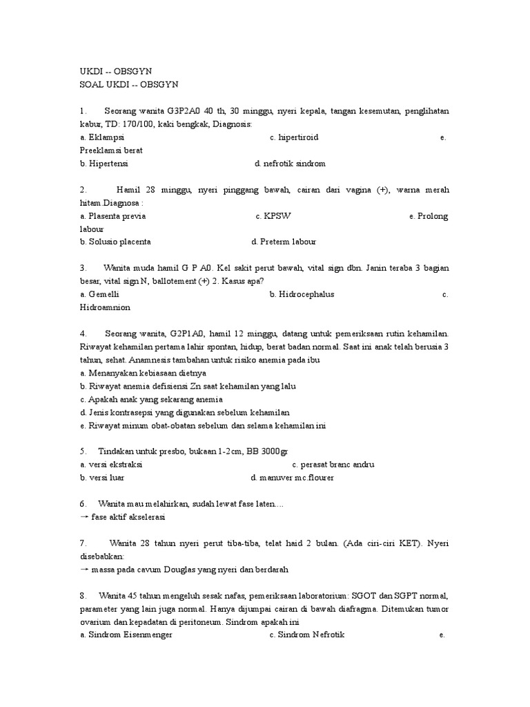 Soal Ukdi Obsgyn | PDF