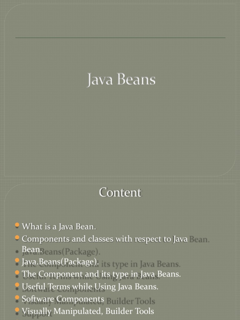 Java Beans | PDF | Class (Computer Programming) | Java (Programming ... Java Beans | PDF | Class (Computer Programming) | Java (Programming ...