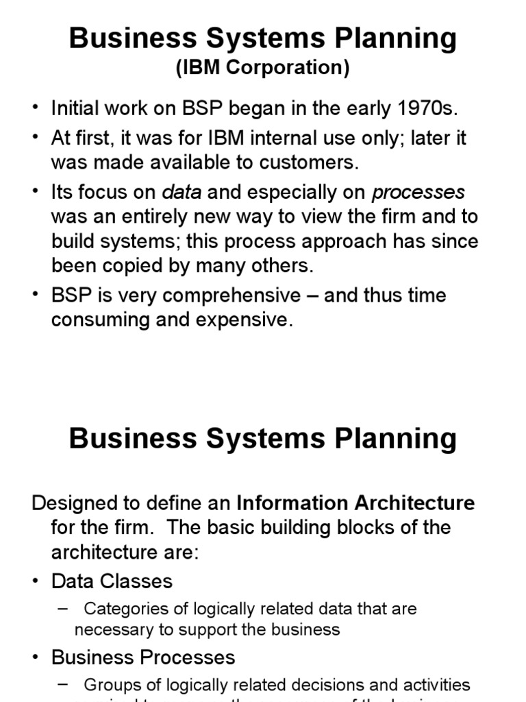Business Systems Planning: (IBM Corporation) | PDF