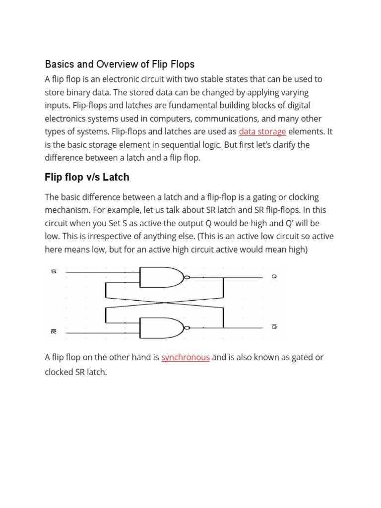 Basics and Overview of Flip Flops: Flip Flop V/s Latch | PDF | Digital ...