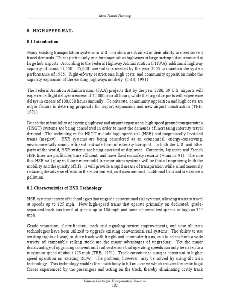 High Speed Rail: Mass Transit Planning | PDF | High Speed Rail ...