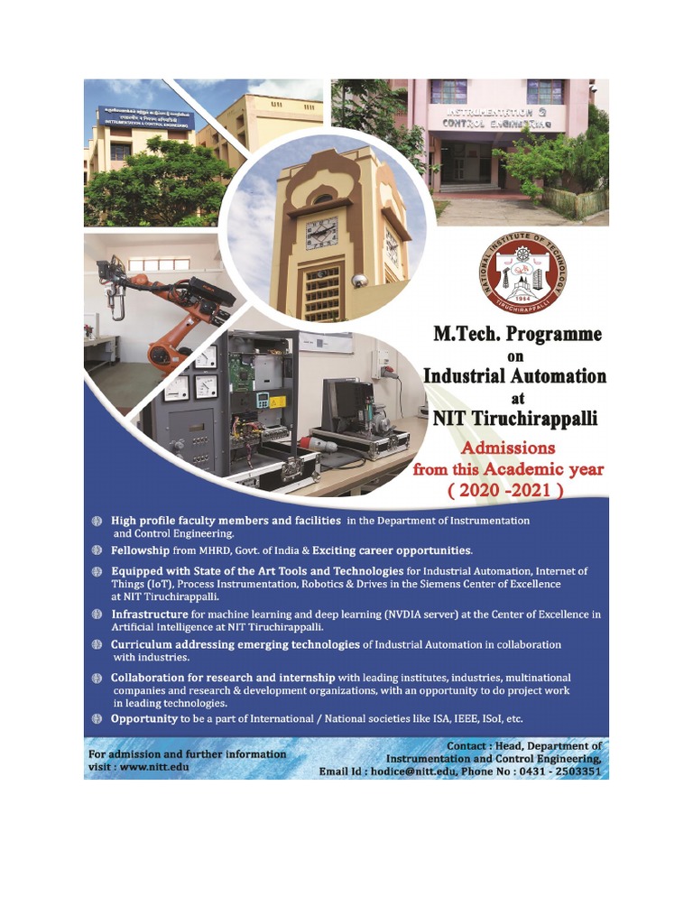 M Tech Industrial Automation Poster | PDF