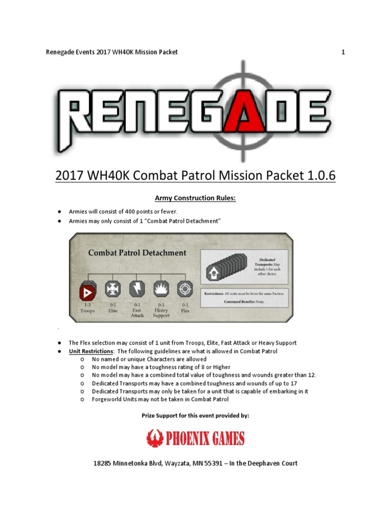 ROGT 2017 WH40k Combat Patrol Packet | PDF | Military Operations ...
