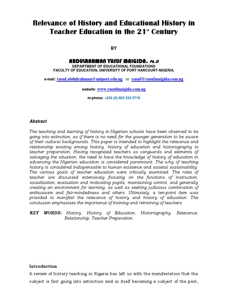 History and History of Education Relevan PDF | PDF | Historiography ...