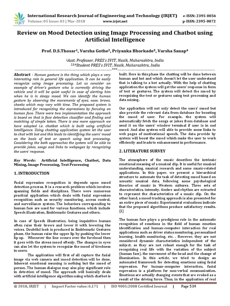 Review On Mood Detection Using Image Pro PDF | PDF | Emotions ...