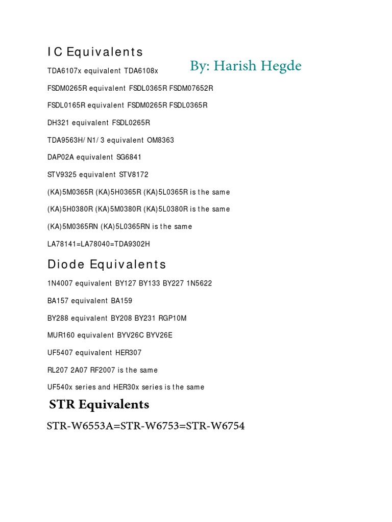 IC Equivalents and Cross-References | PDF | Science & Mathematics ...