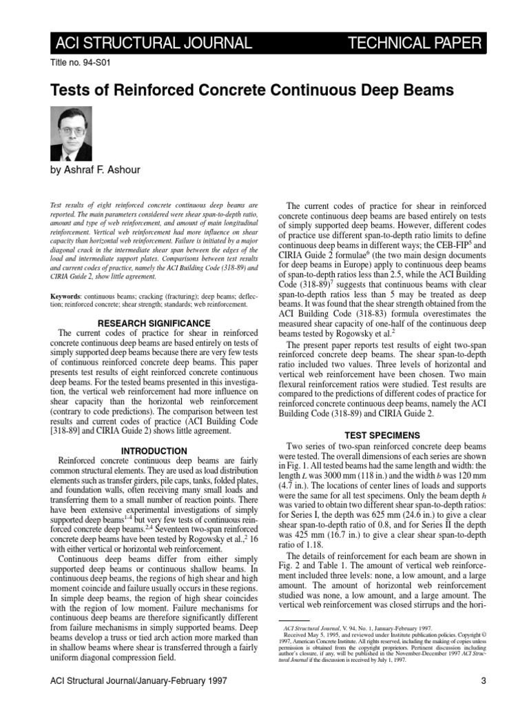 Tests of Reinforced Concrete Continuous Deep Beams: Aci Structural ...