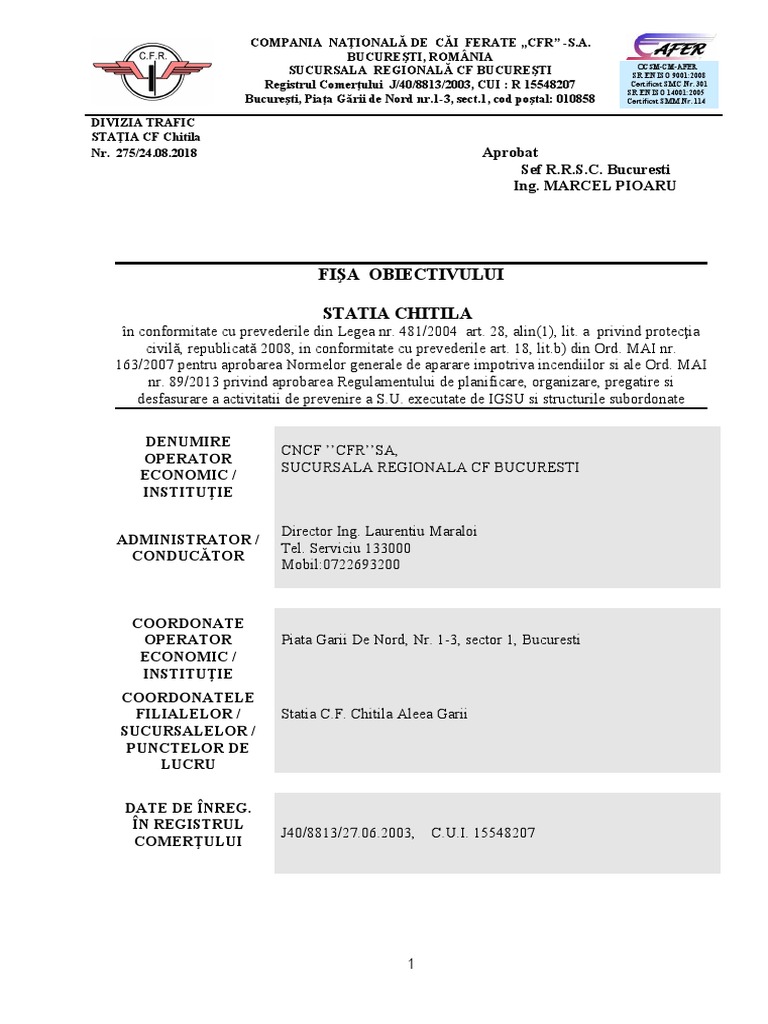 Fisa Obiectivului | PDF