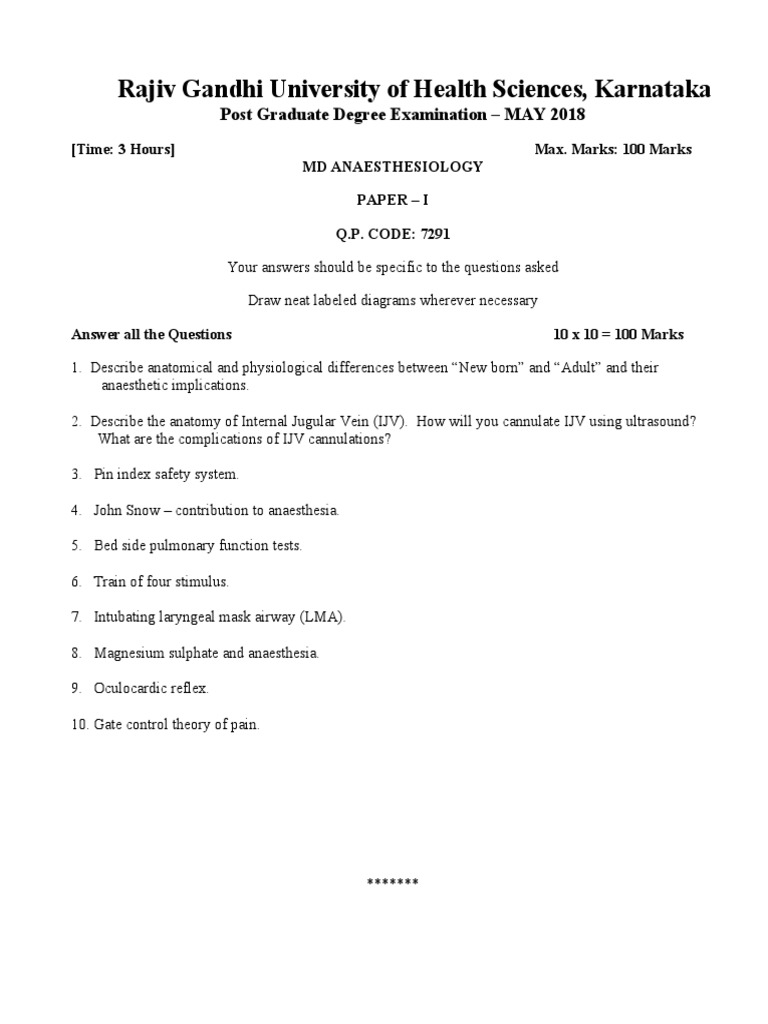 Copy-Question Papers | Download Free PDF | Anesthesia | Surgery