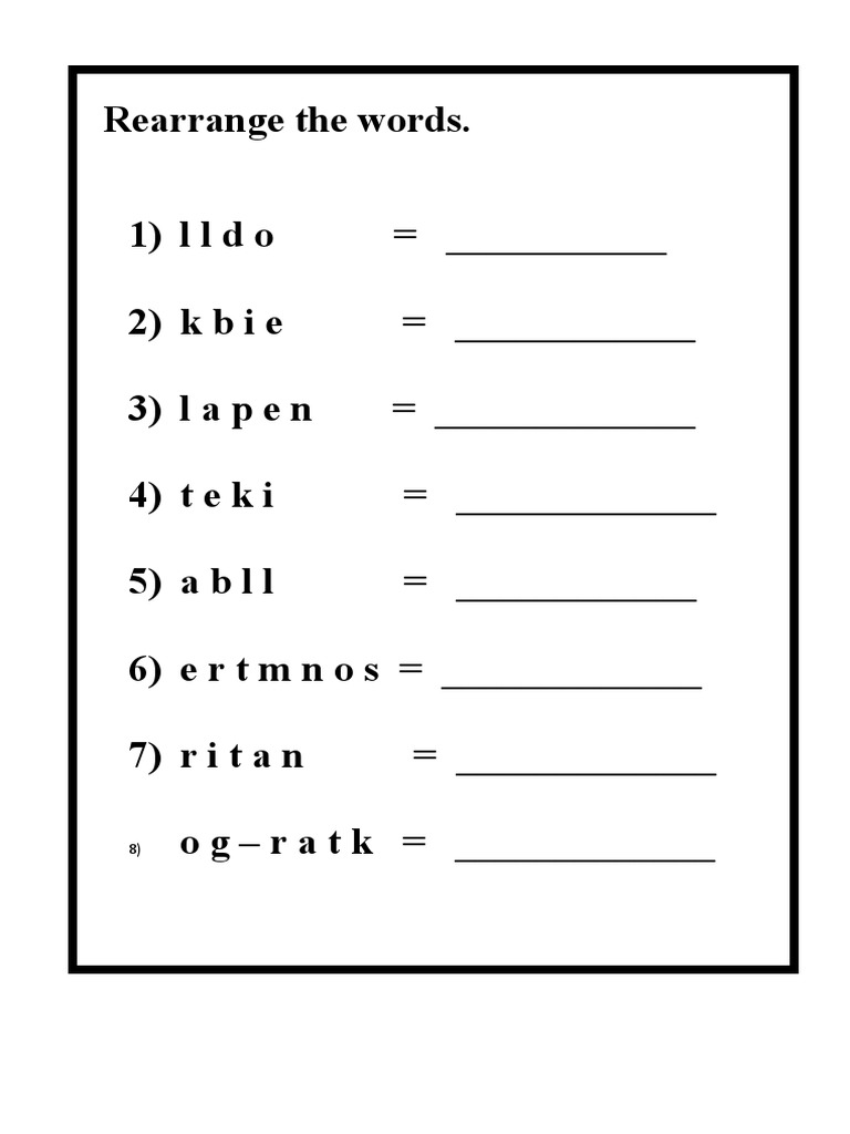 Word Rearrangement Puzzles: Unscrambling Letters to Reveal New Words | PDF