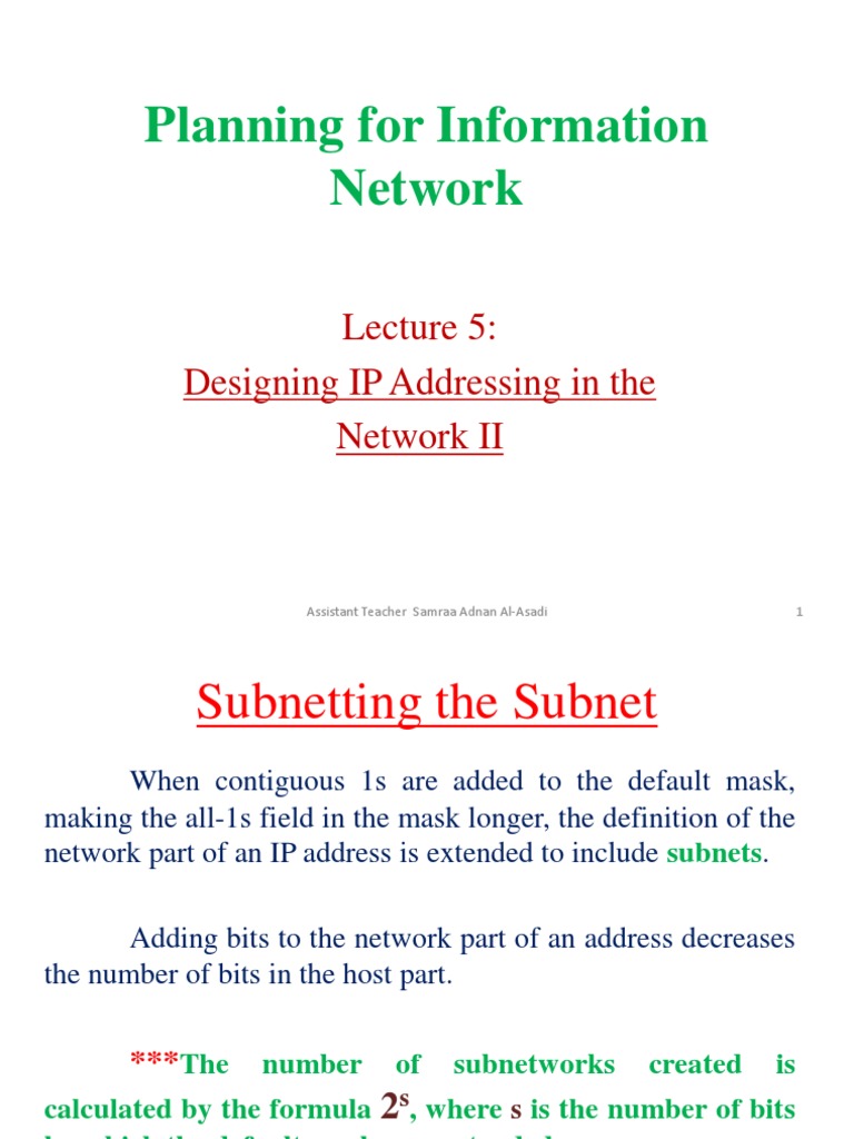 Planning For Information Network: Designing IP Addressing in The Network II | PDF | Ip Address ...