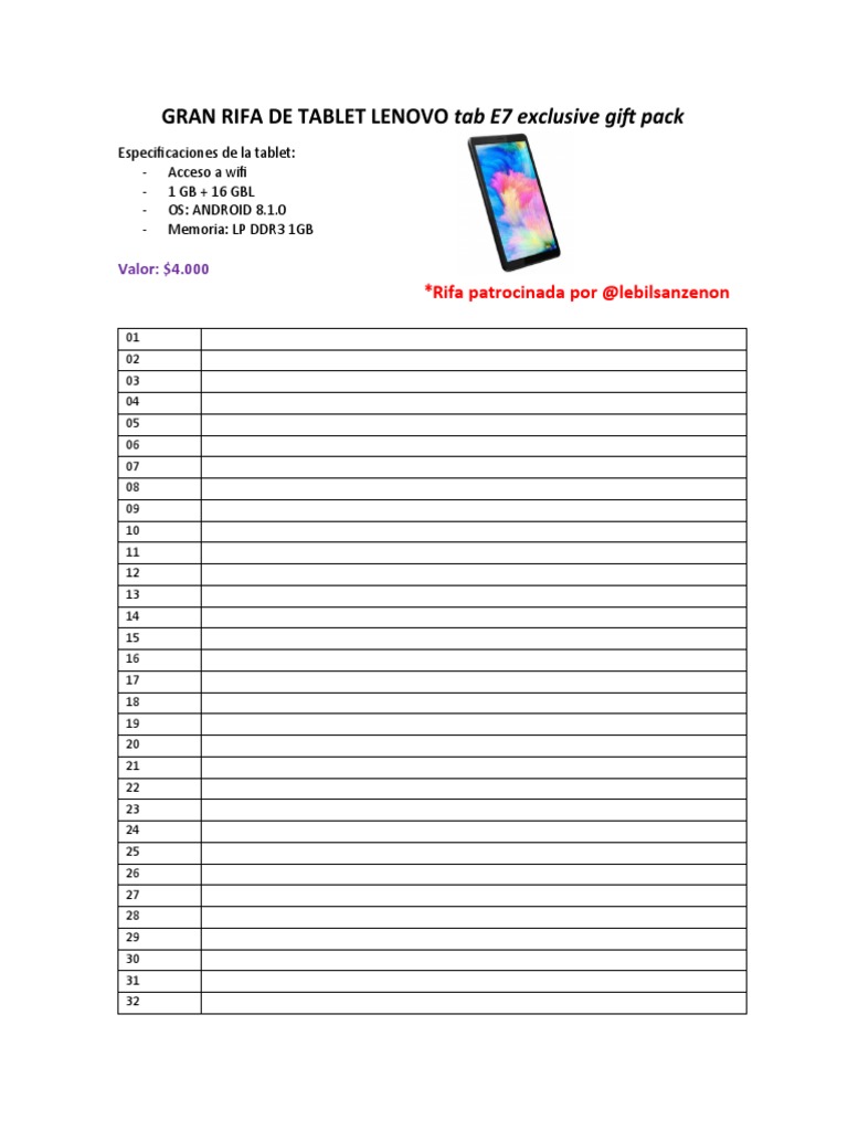 Gran Rifa de Tablet | PDF