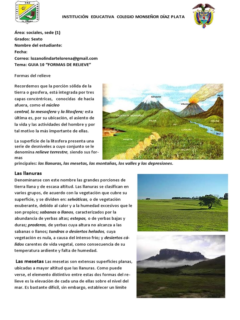 Guia 10 Formas de Relieve | PDF | Montañas | Terreno