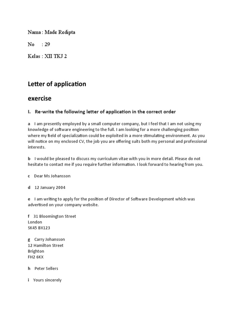 29 - Made Redipta - XII TKJ 2 - Letter of Application | PDF | Software Engineering | Cognition