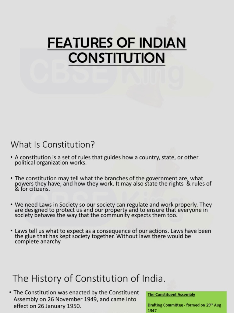 Features of Indian Constitution | PDF | Constitution | Supreme Court Of ...