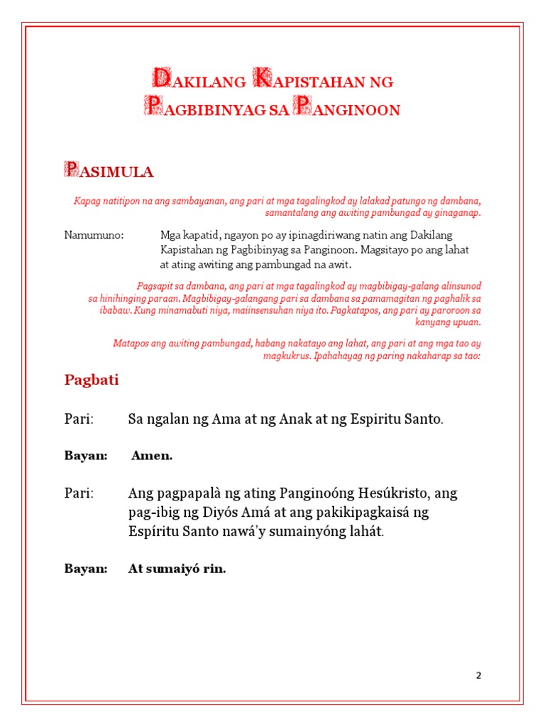 Baptism of The Lord Tagalog - For Print | PDF