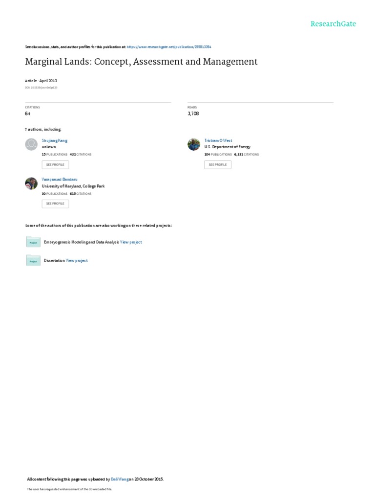 Marginal Lands Concept Assessment and Management | PDF | Agriculture ...