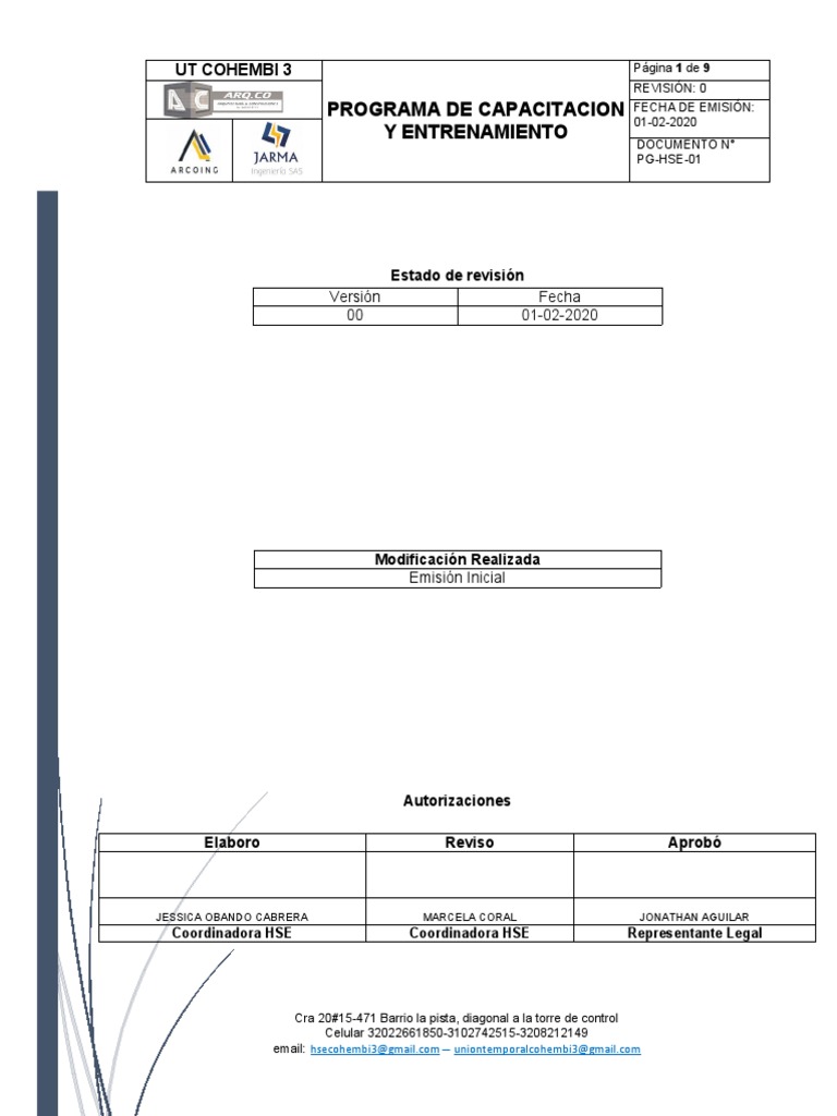 Pr Hse 0 Programa De Capacitacion Y Entrenamiento Pdf Business