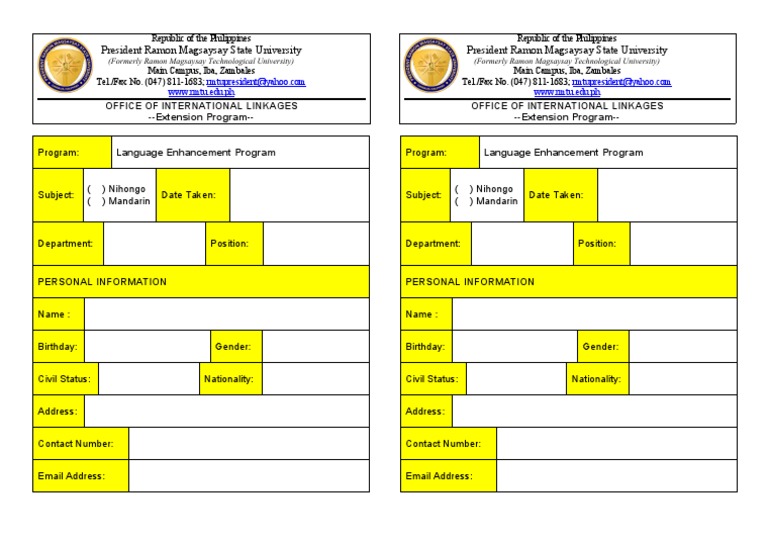 Language Enhancement Program Form | PDF