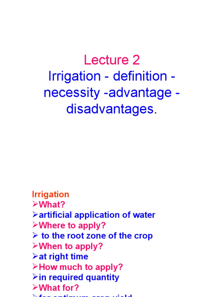 Irrigation - Definition - Necessity - Advantage - Disadvantages | PDF ...