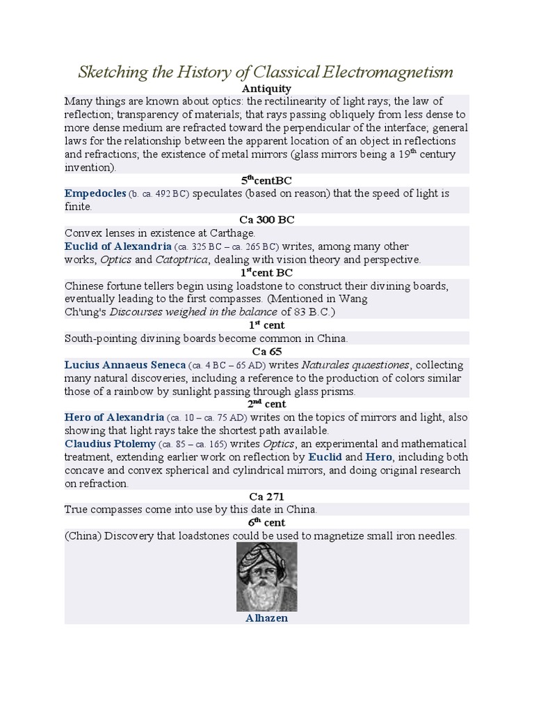 Sketching The History of Classical Electromagnetism: Empedocles | PDF ...