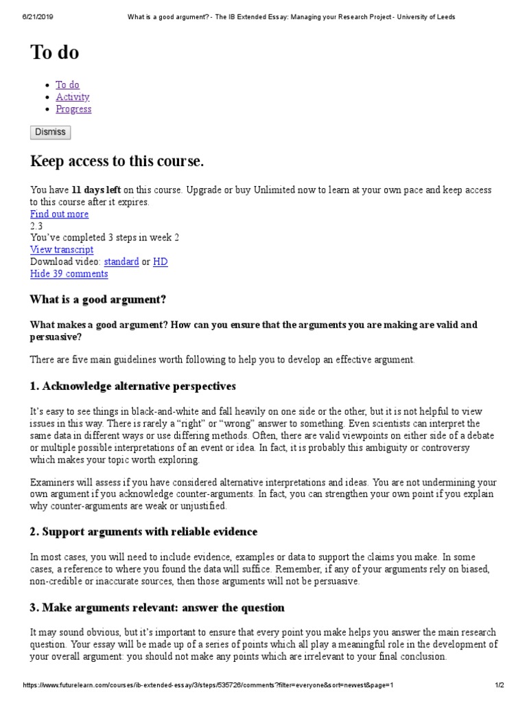 What Is A Good Argument - The IB Extended Essay - Managing Your ...