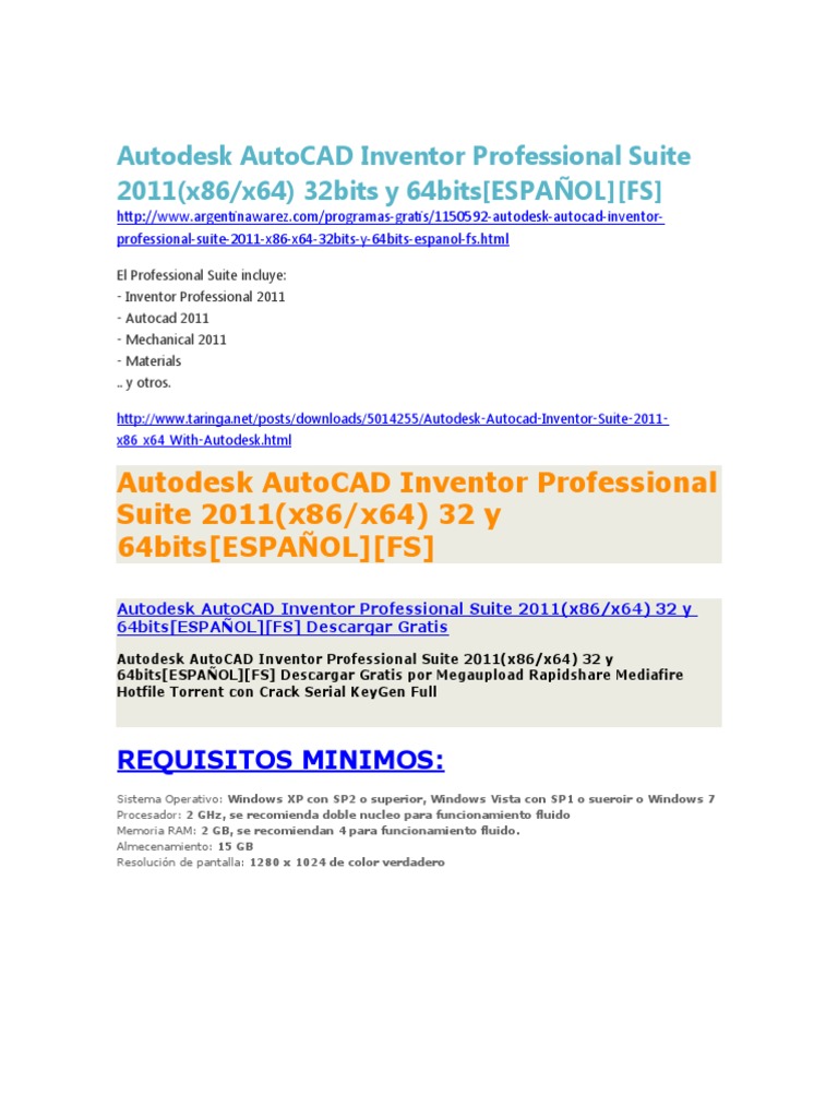 Autodesk AutoCAD Inventor Professional Suite 2011 | PDF