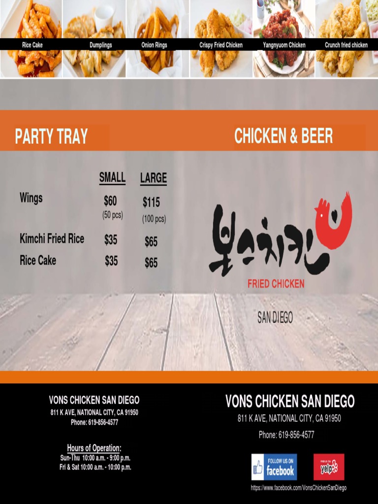 Vons Chicken Menu | Dumpling | European Cuisine