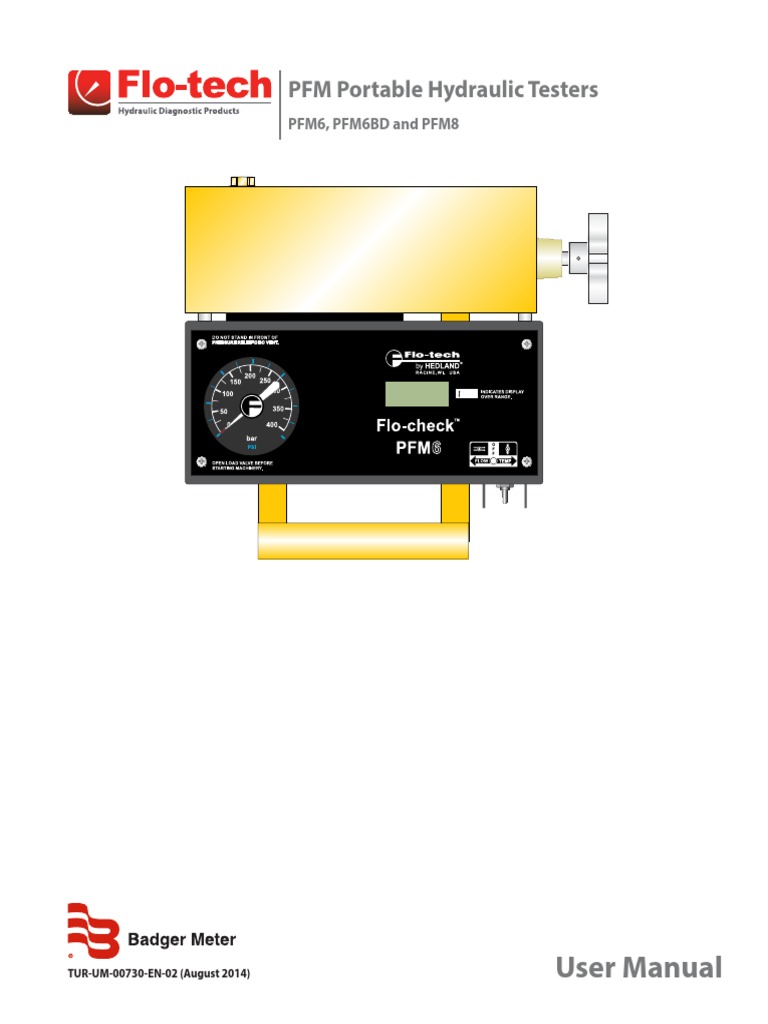 PFM Portable Hydraulic Testers: User Manual | PDF | Valve | Pump