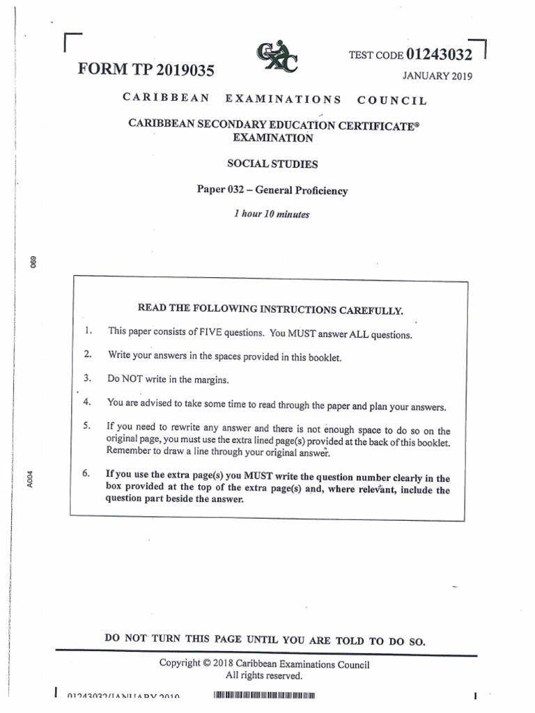 Social Studies - Jan19 - Paper 3 Csec | PDF