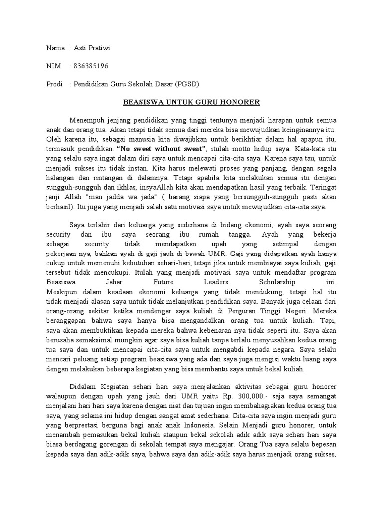 Essay Beasiswa | PDF