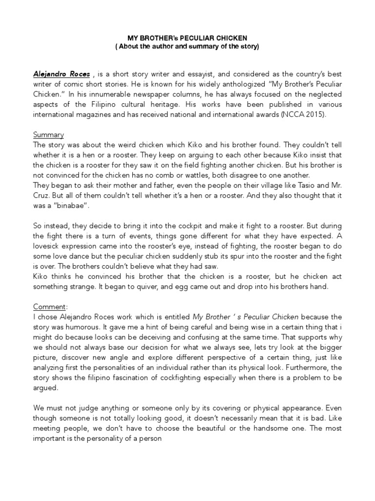 MY BROTHER's PECULIAR CHICKEN | PDF | Chicken