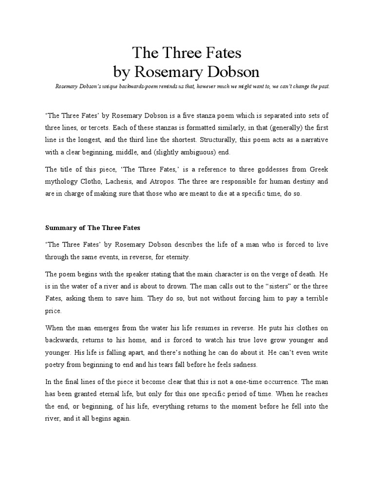 The Three Fates by Rosemary Dobson | PDF | Poetry
