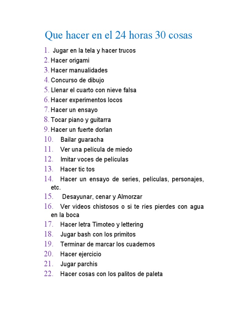 30 Ideas para 24 Horas de Diversión | PDF | Juegos y actividades ...