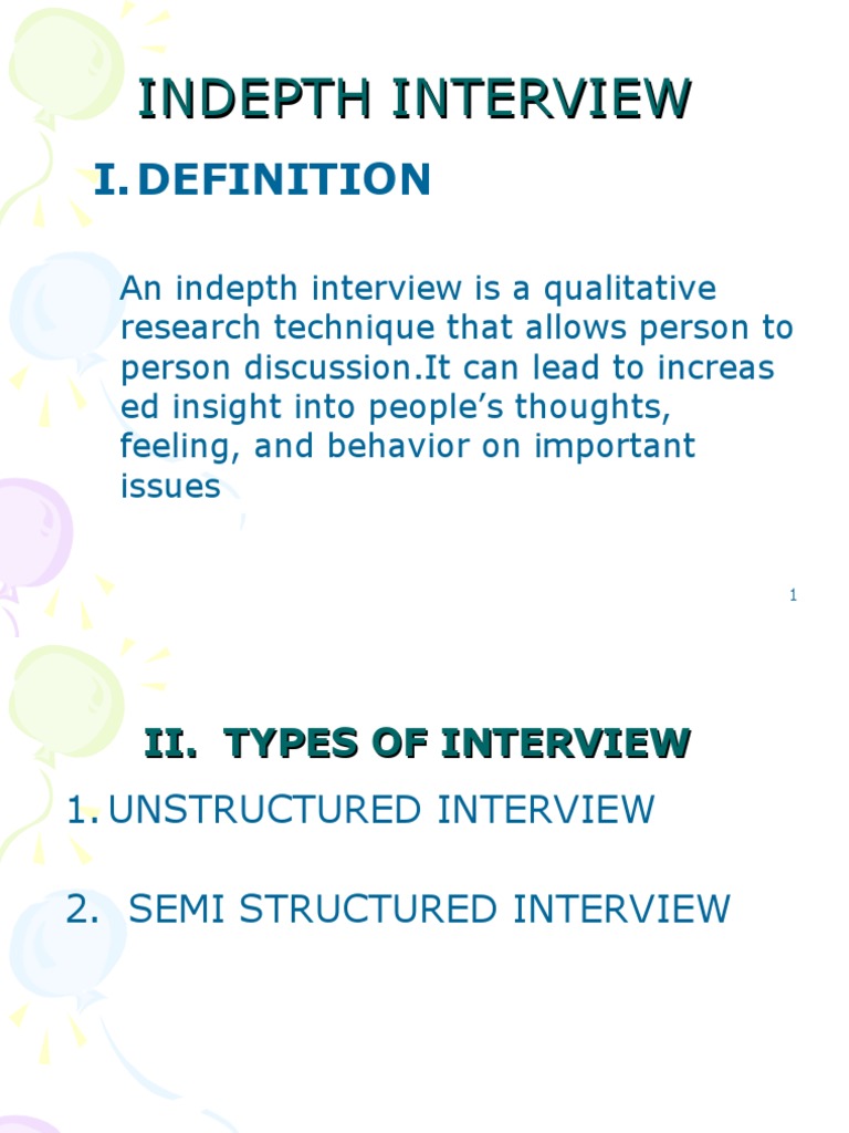 Indepth Interview | PDF | Interview | Question