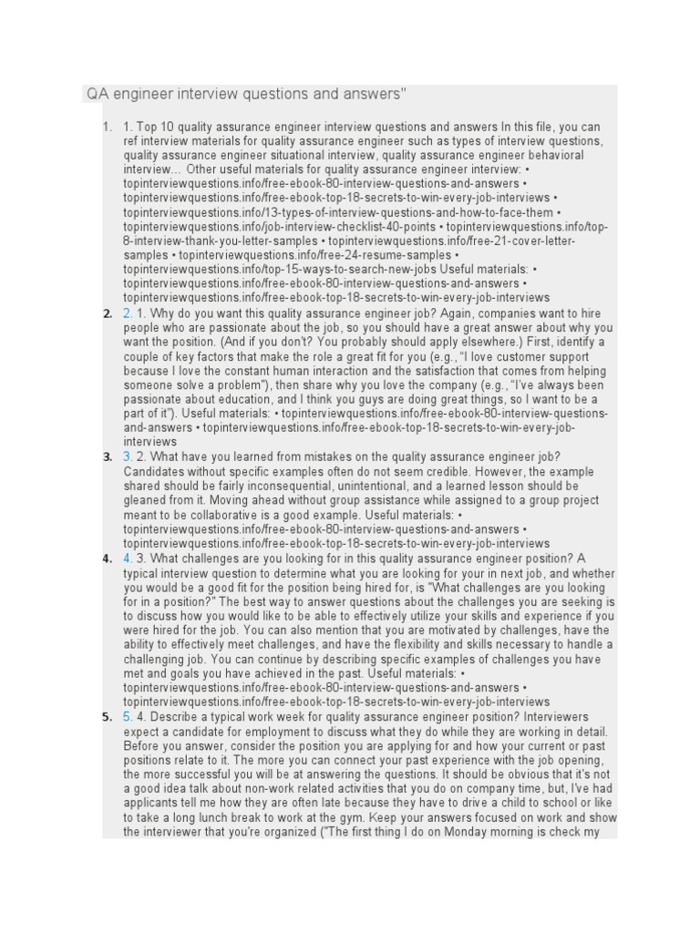 QA Engineer Interview Questions and Answers | PDF