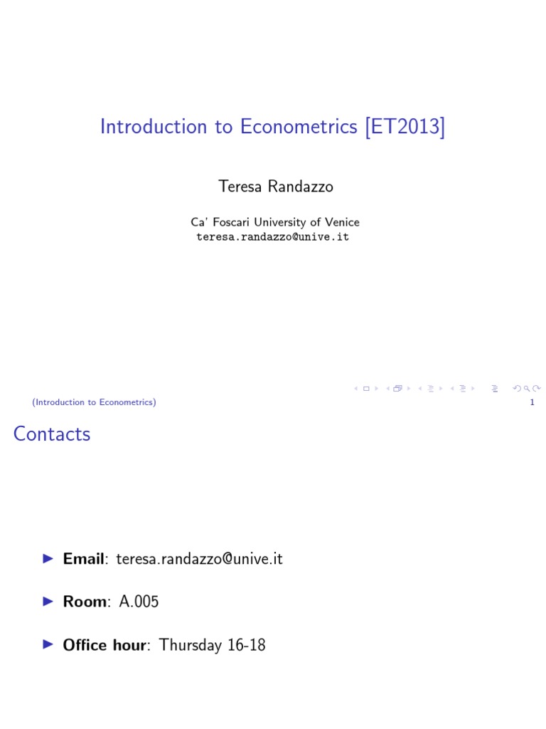 Introduction to Econometrics Course | PDF | Variance | Chi Squared Distribution