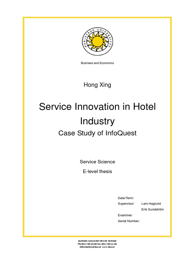 Service Innovation in Hotel Industry: Case Study of Infoquest | PDF | Streaming Media | Innovation