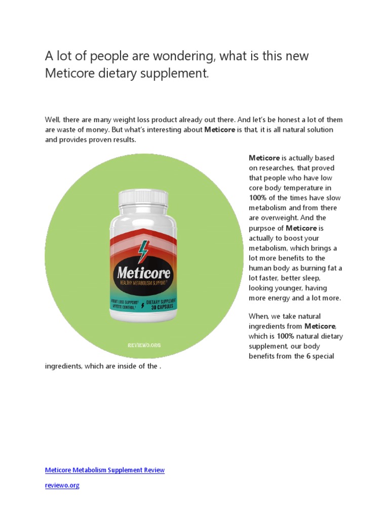 Meticore Review | PDF | Dietary Supplements | Determinants Of Health