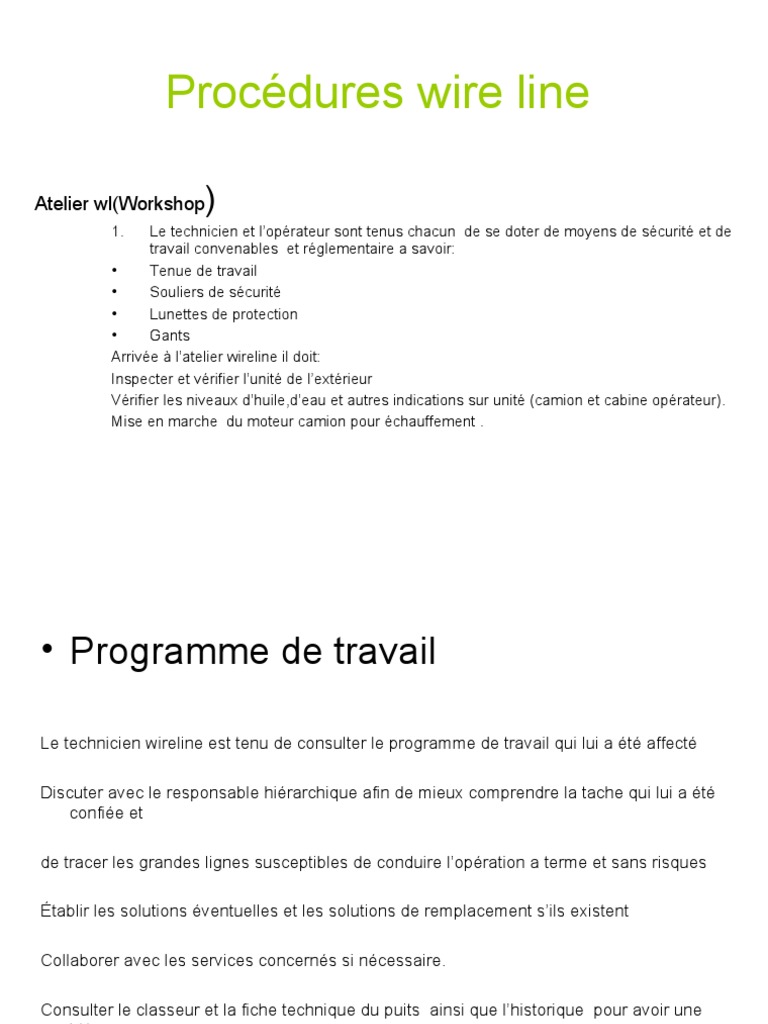 Sécurité et Préparation Wireline | PDF