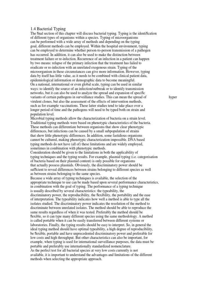 Bacterial Typing Pdf Infection Pathogen