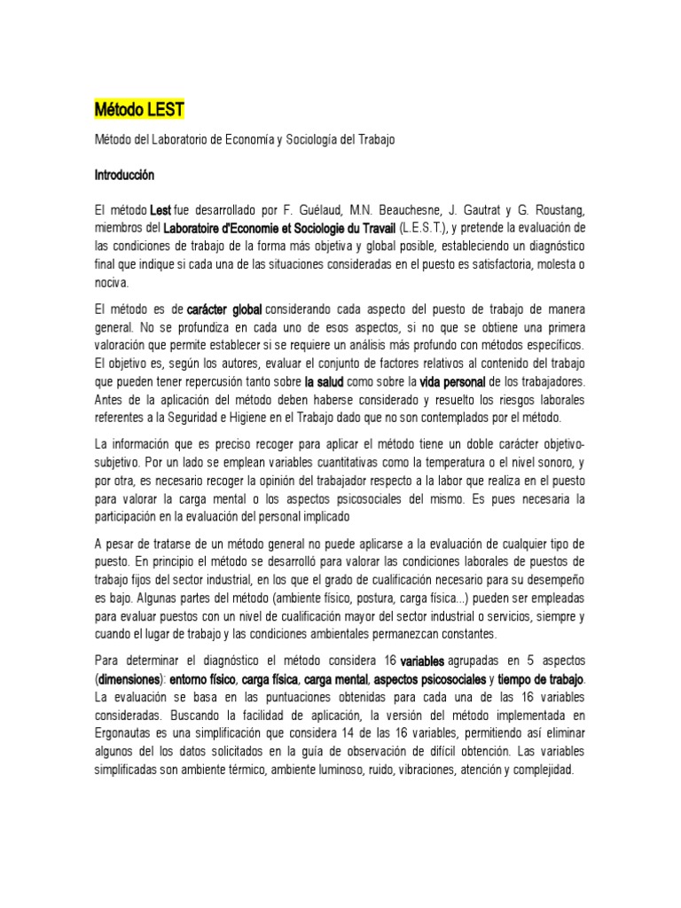 Método LEST | PDF | Medición | Software